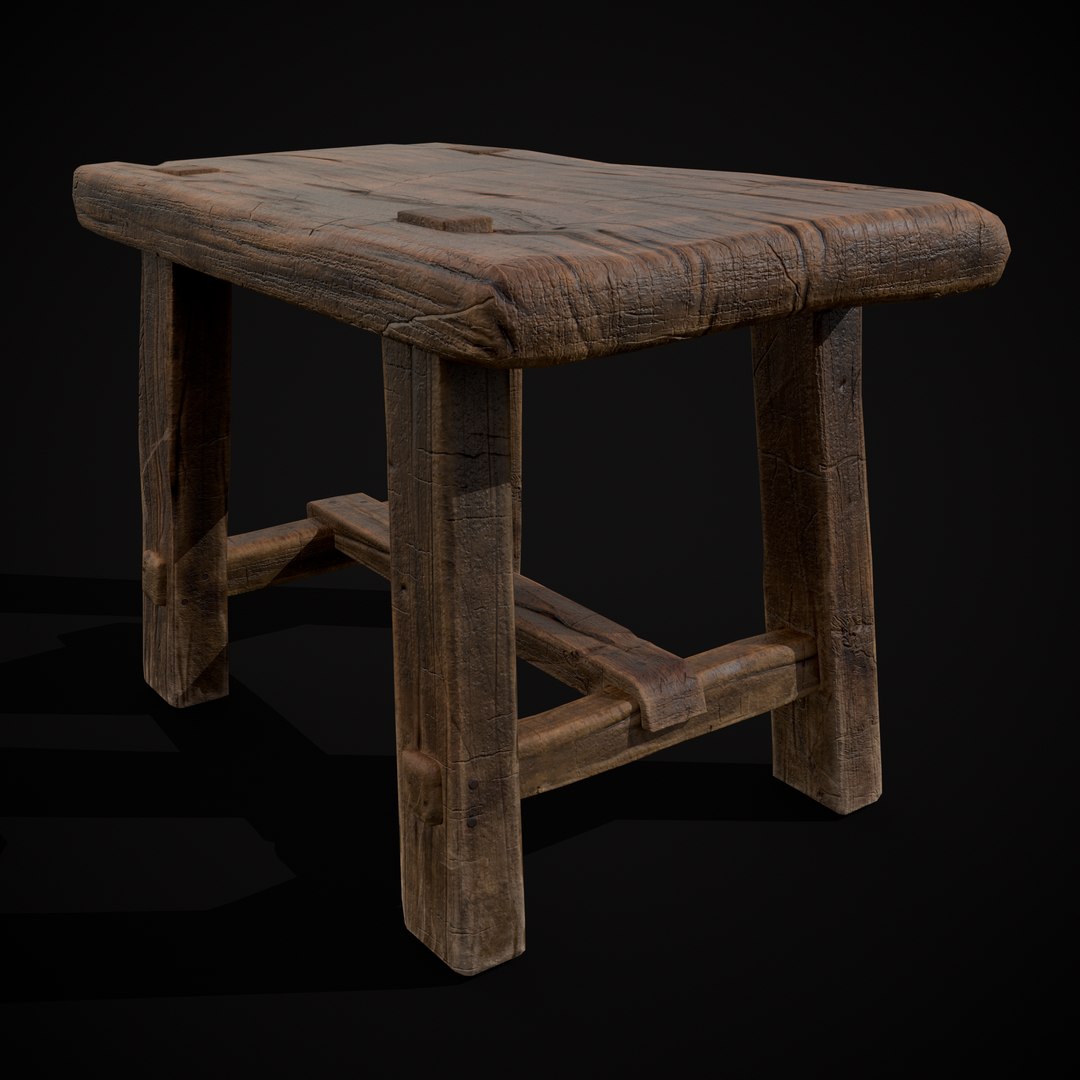 3D Rustic Wooden Stool Model - TurboSquid 2320792