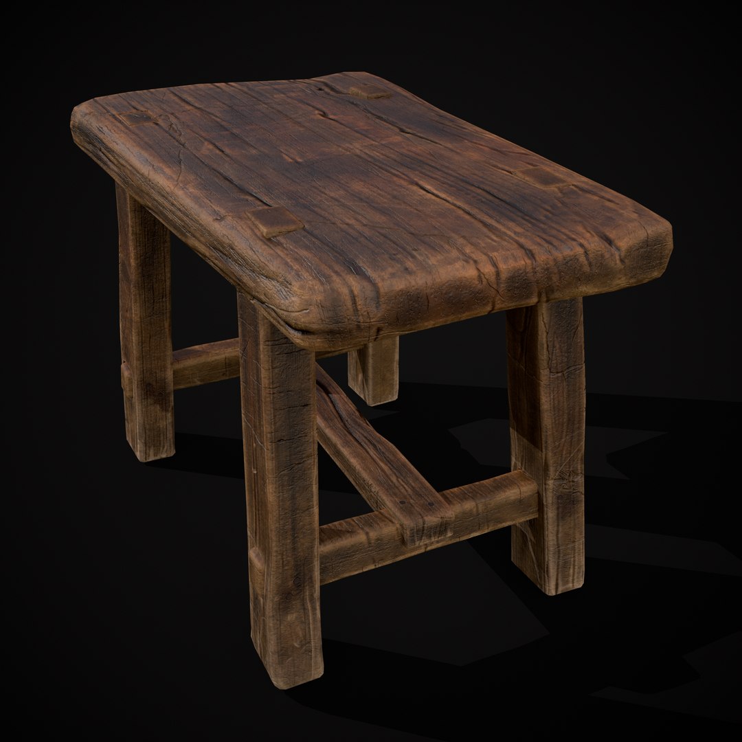 3D Rustic Wooden Stool Model - TurboSquid 2320792
