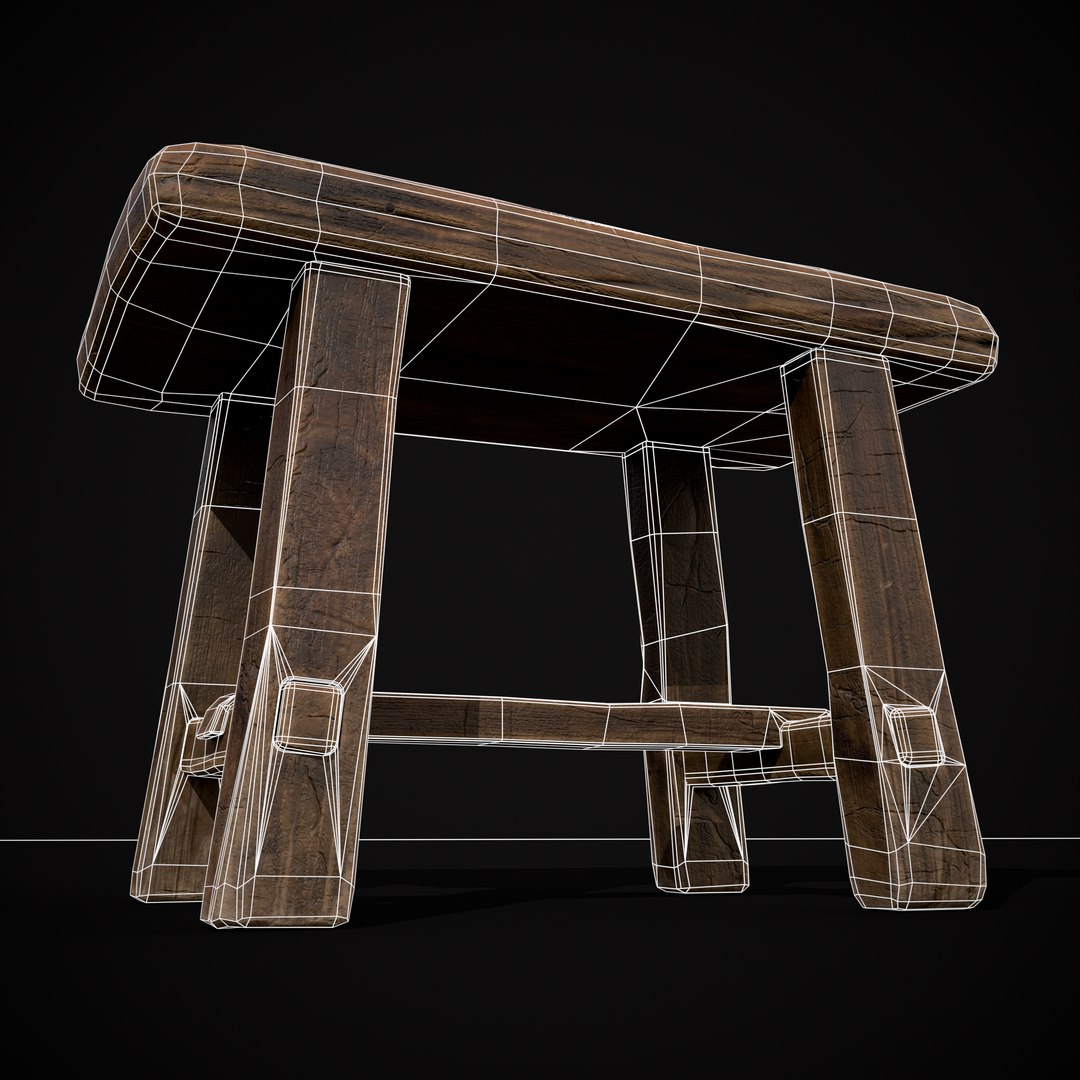 3D Rustic Wooden Stool Model - TurboSquid 2320792