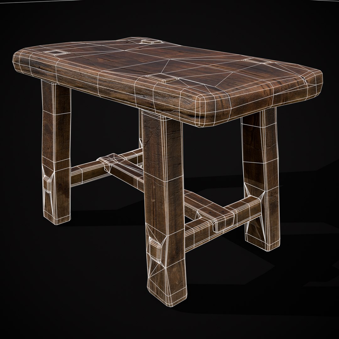 3D Rustic Wooden Stool Model - TurboSquid 2320792