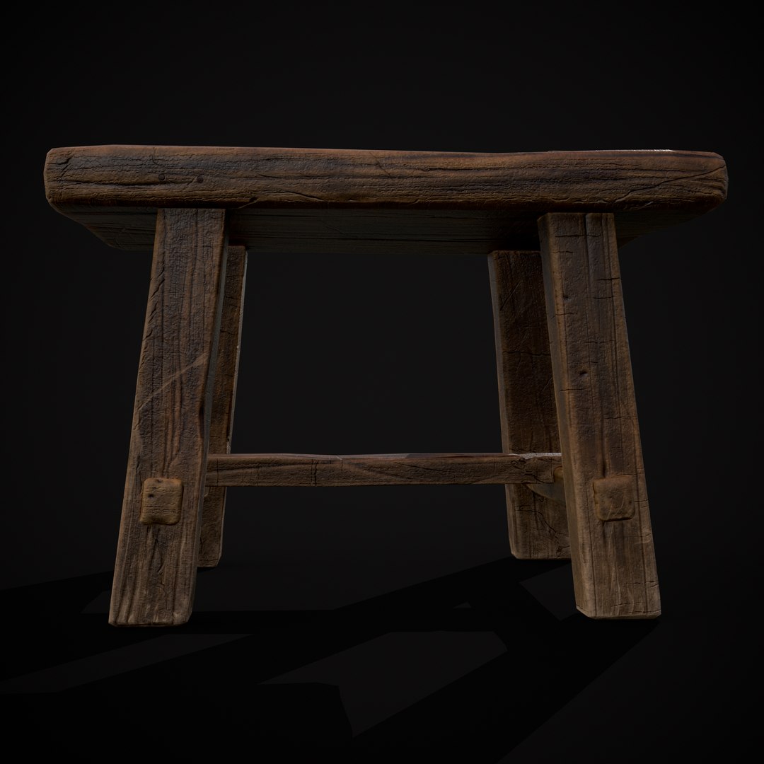 3D Rustic Wooden Stool Model - TurboSquid 2320792