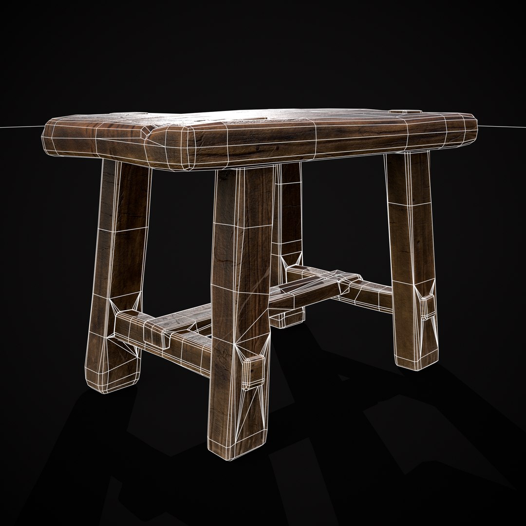 3D Rustic Wooden Stool Model - TurboSquid 2320792