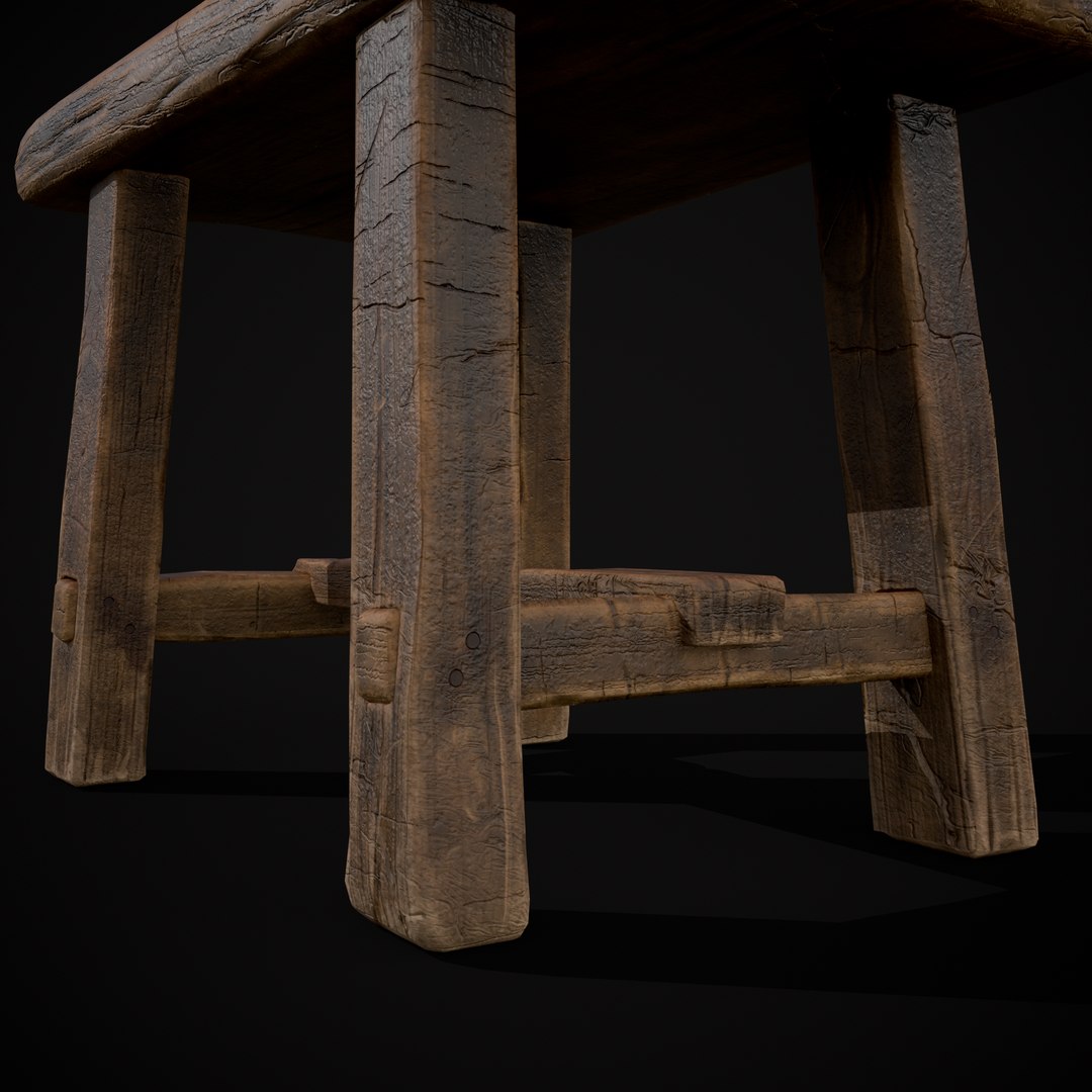 3D Rustic Wooden Stool Model - TurboSquid 2320792