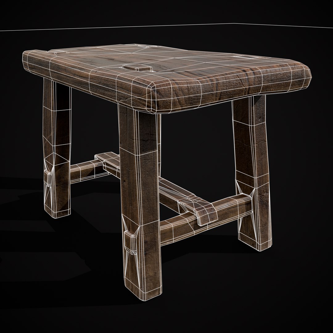 3D Rustic Wooden Stool Model - TurboSquid 2320792