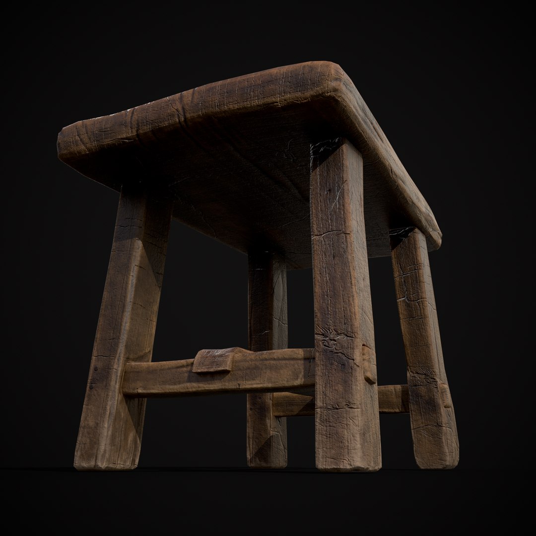 3D Rustic Wooden Stool Model - TurboSquid 2320792