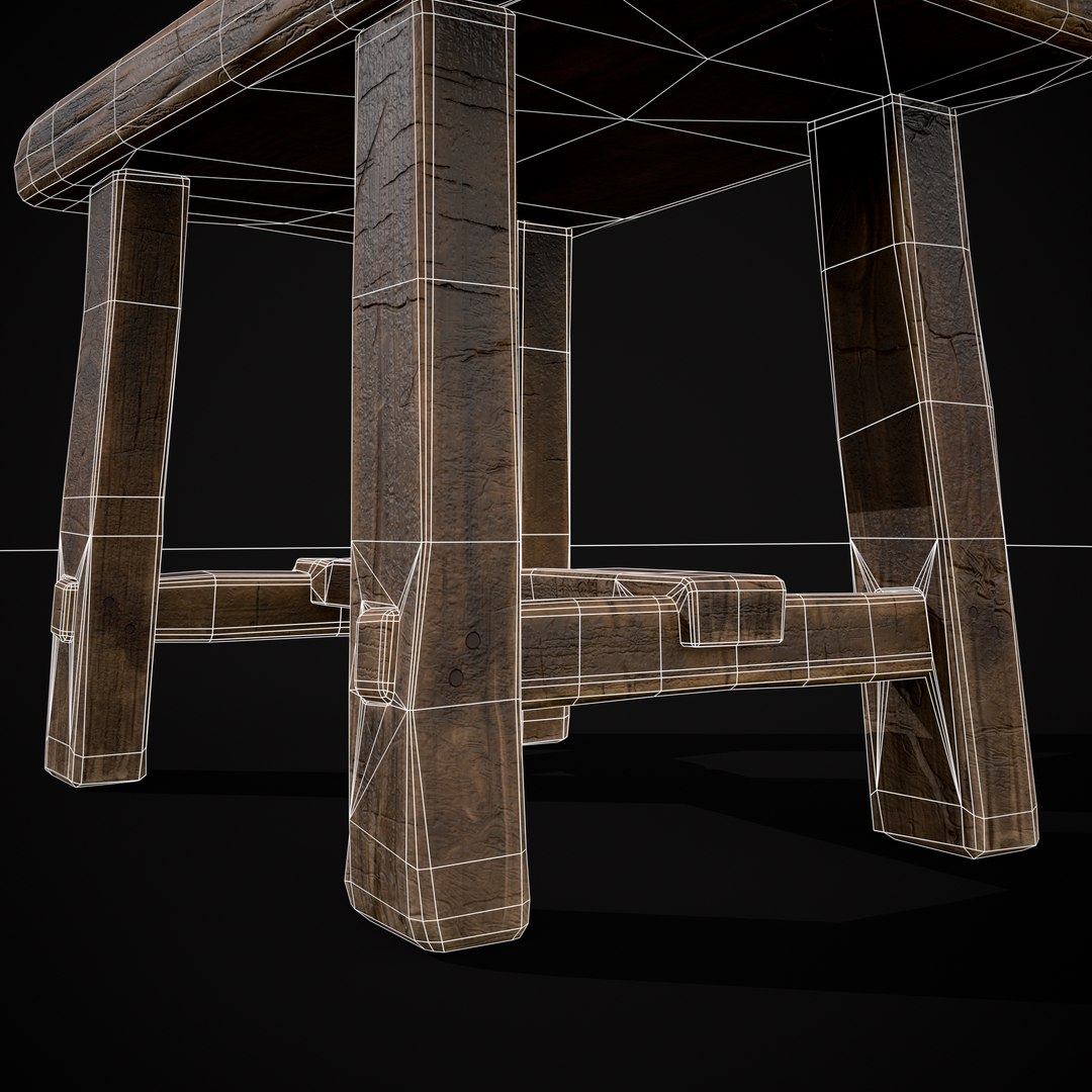 3D Rustic Wooden Stool Model - TurboSquid 2320792