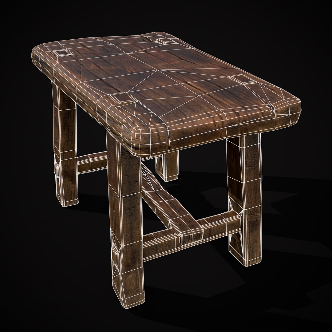 3D Rustic Wooden Stool Model - TurboSquid 2320792
