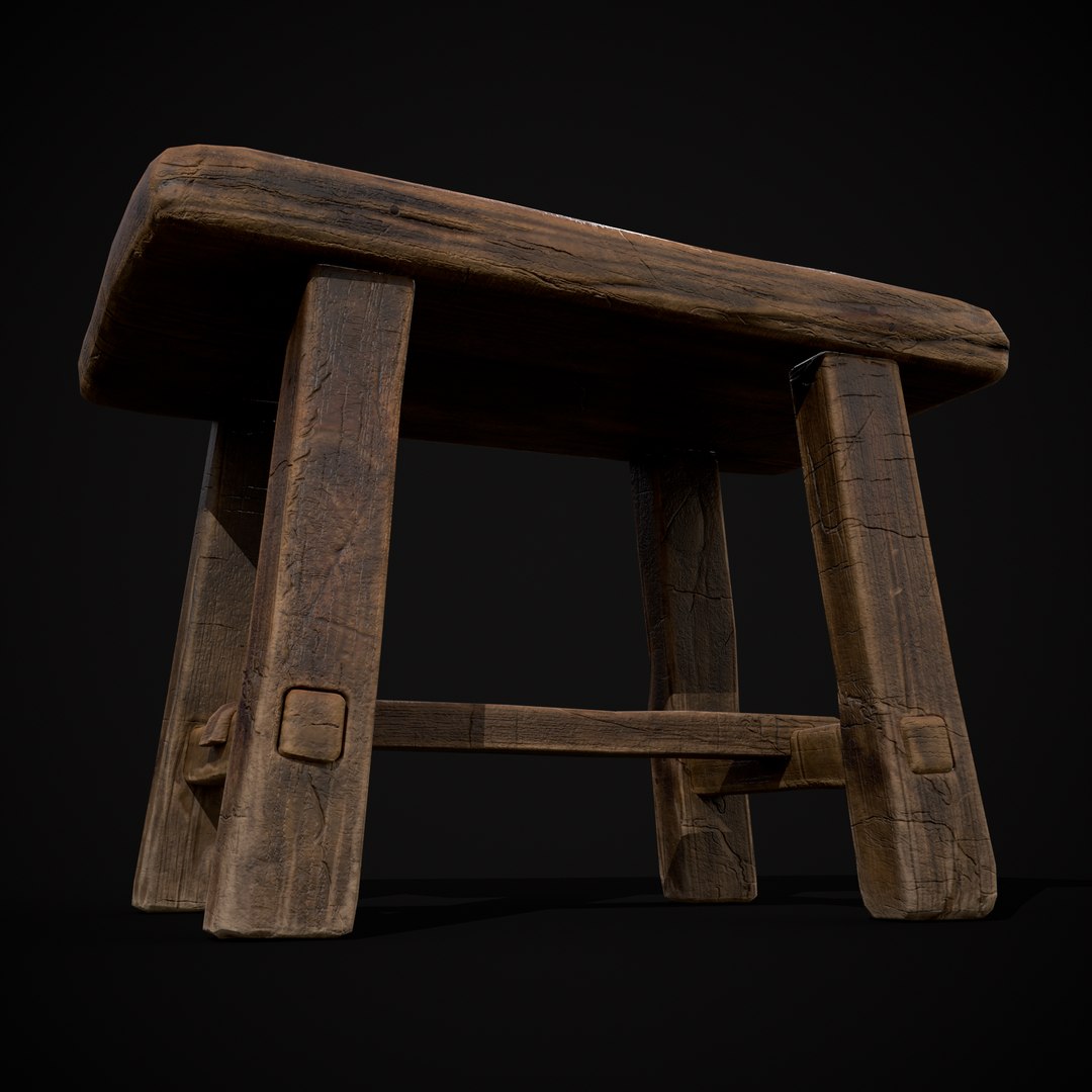 3D Rustic Wooden Stool Model - TurboSquid 2320792