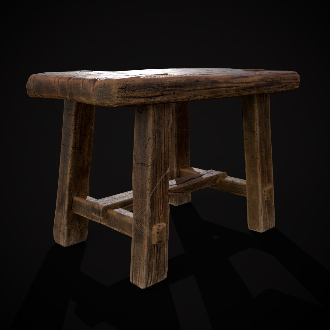 3D Rustic Wooden Stool Model - TurboSquid 2320792