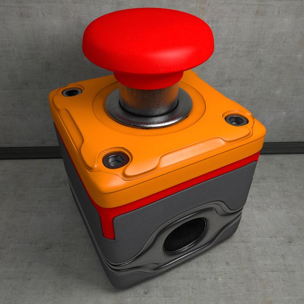 3d red emergency switch