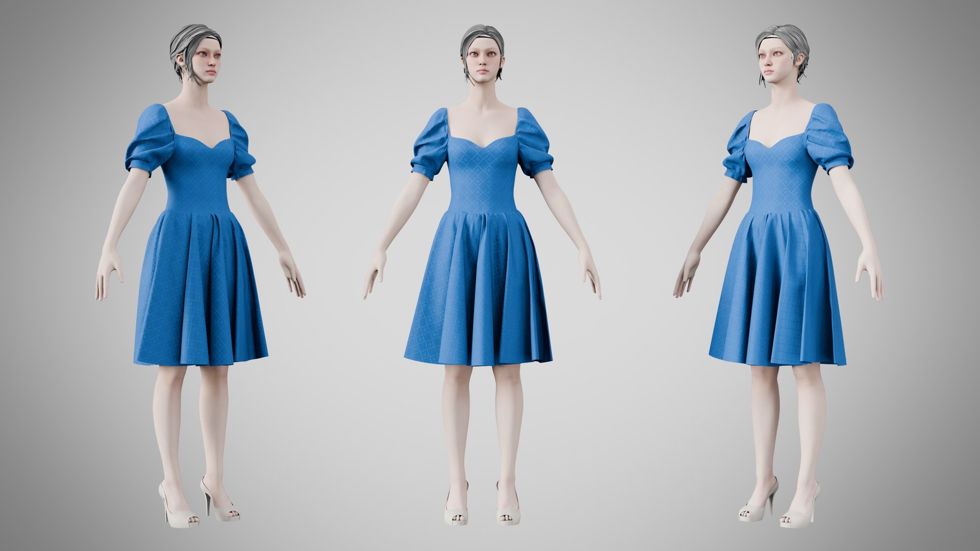 3D Dress 09 Blue - TurboSquid 2442555