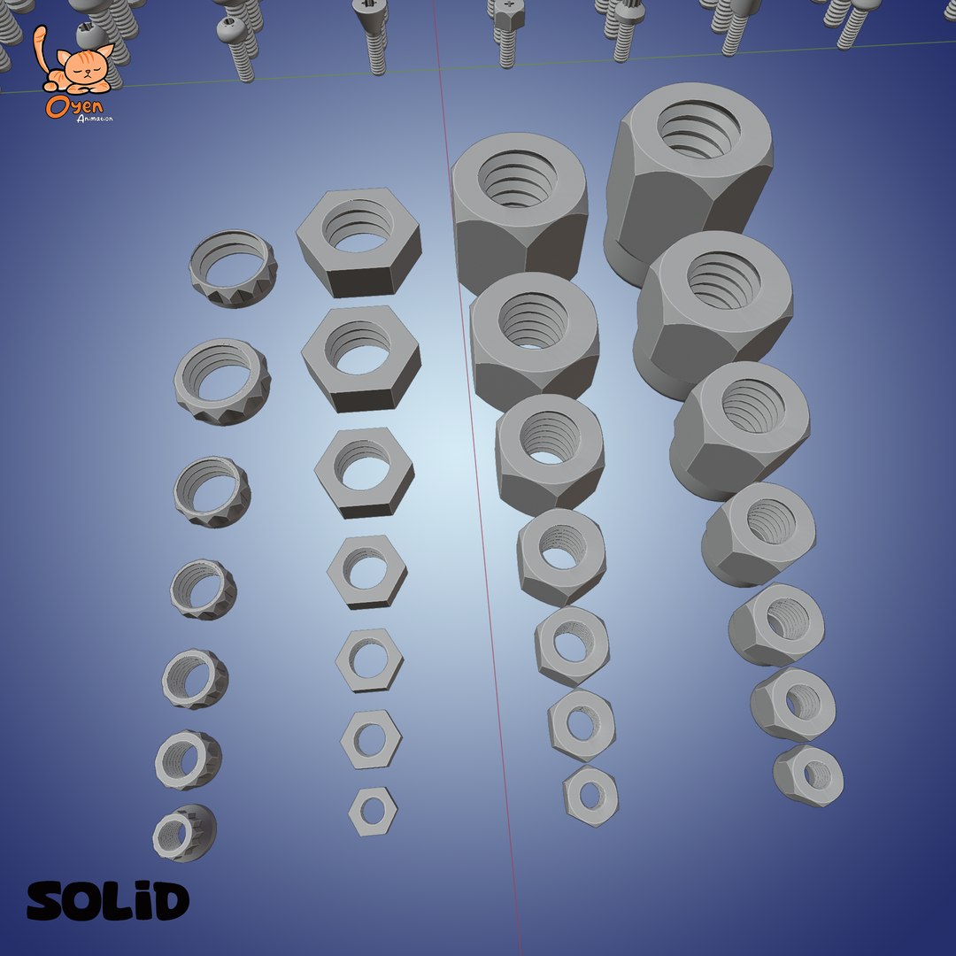 3D 202 Pack Bolts And Nuts Model - TurboSquid 2249046