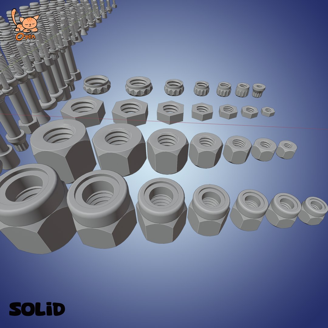 3D 202 Pack Bolts And Nuts Model - TurboSquid 2249046