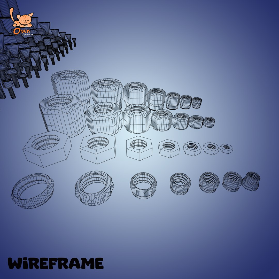 3D 202 Pack Bolts And Nuts Model - TurboSquid 2249046