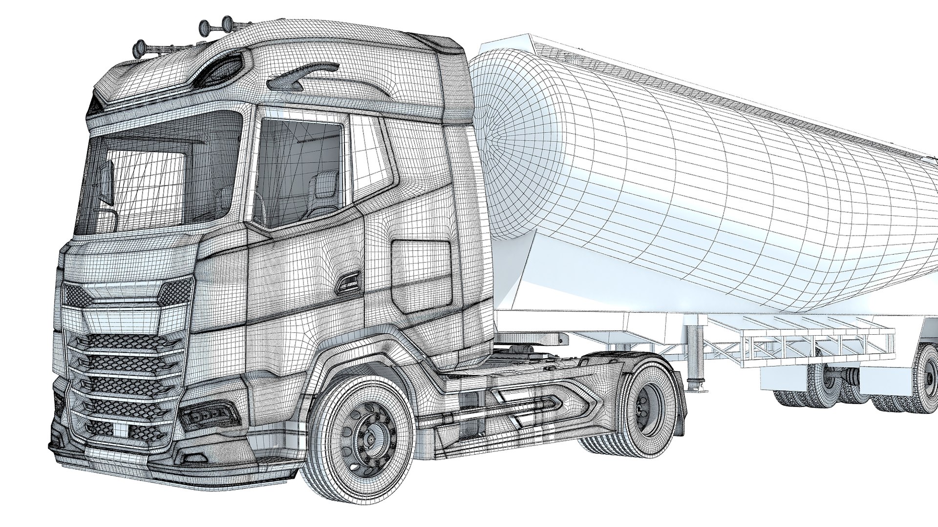 3D Truck with Tank Trailer model - TurboSquid 2162126