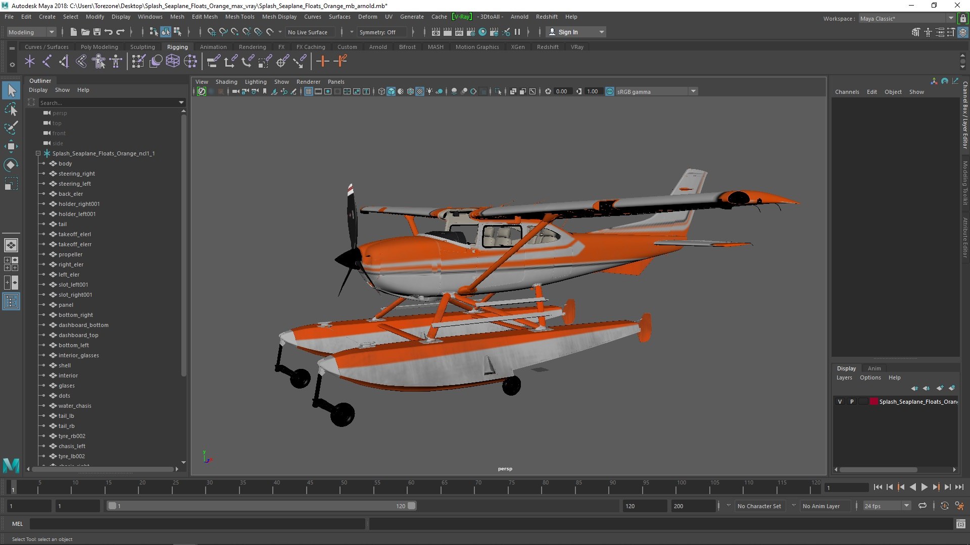 3D Splash Seaplane Floats Orange - TurboSquid 2302753
