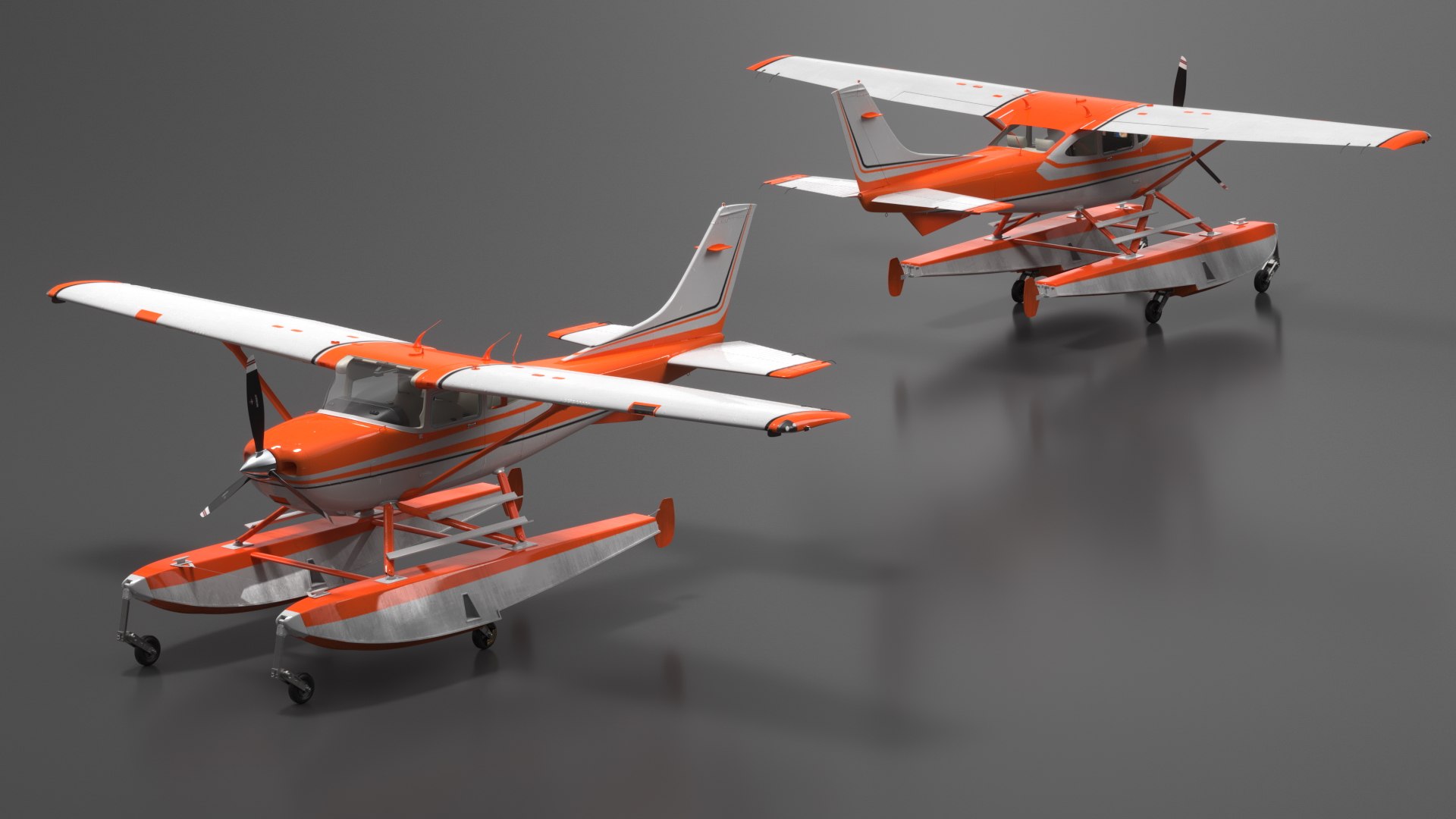 3D Splash Seaplane Floats Orange - TurboSquid 2302753