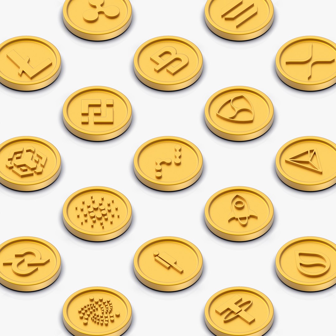 Cryptocurrency Symbols 25 Pieces 3d Model 3D Icon Set Low Poly And High ...