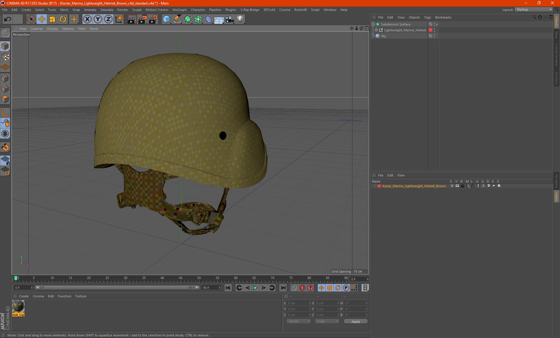 Kevlar Marine Lightweight Helmet Brown 3D model - TurboSquid 1997526