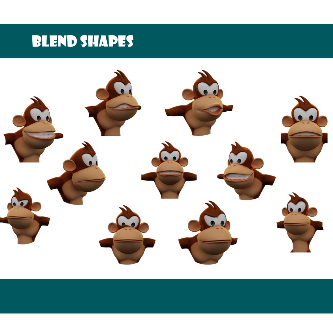 Rigged Cartoon Monkey Ma