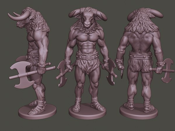 3D model minotaur warrior stand axes - TurboSquid 1411459