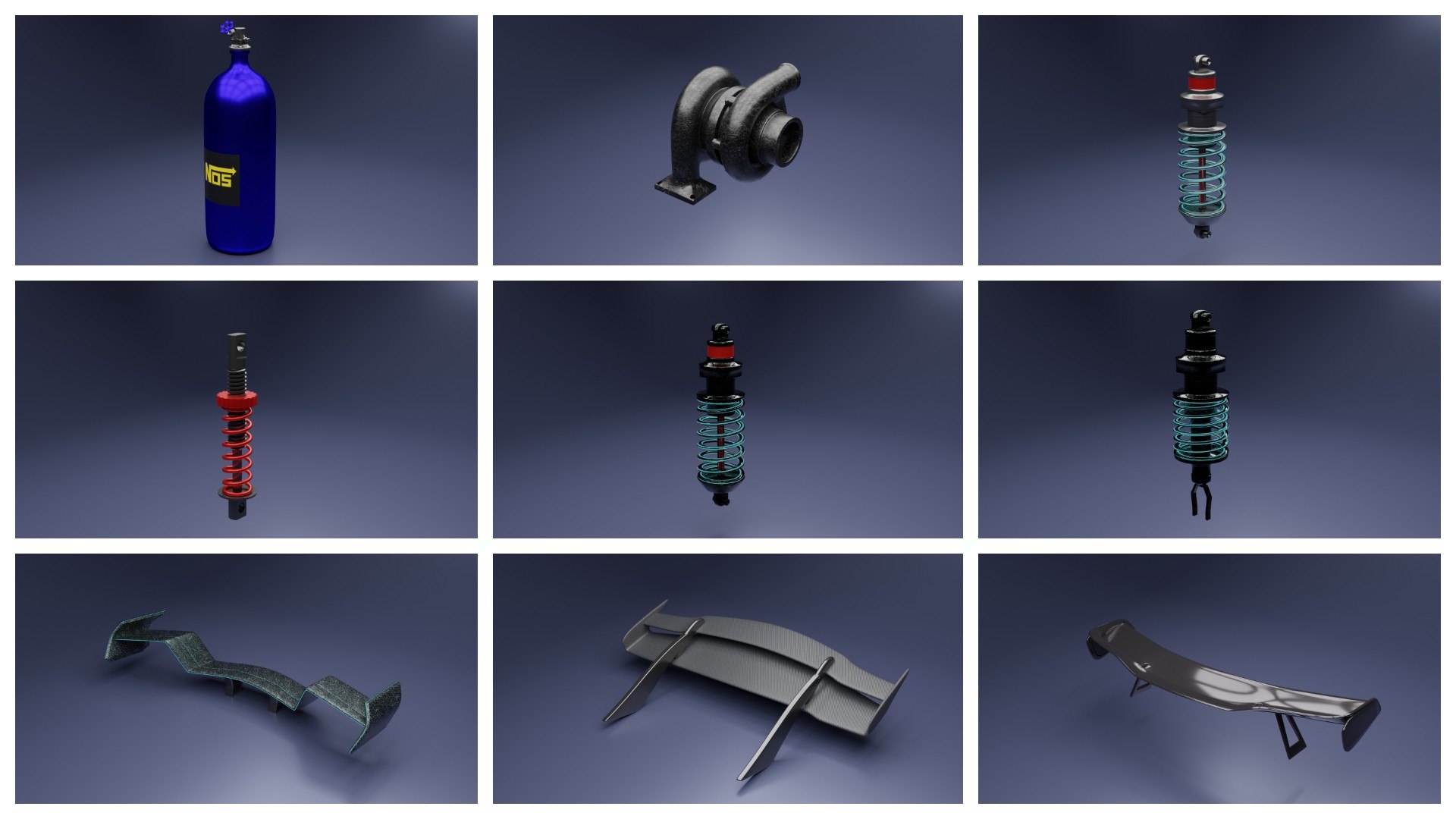 Car Parts Tuning Pack 3D Model - TurboSquid 2303320