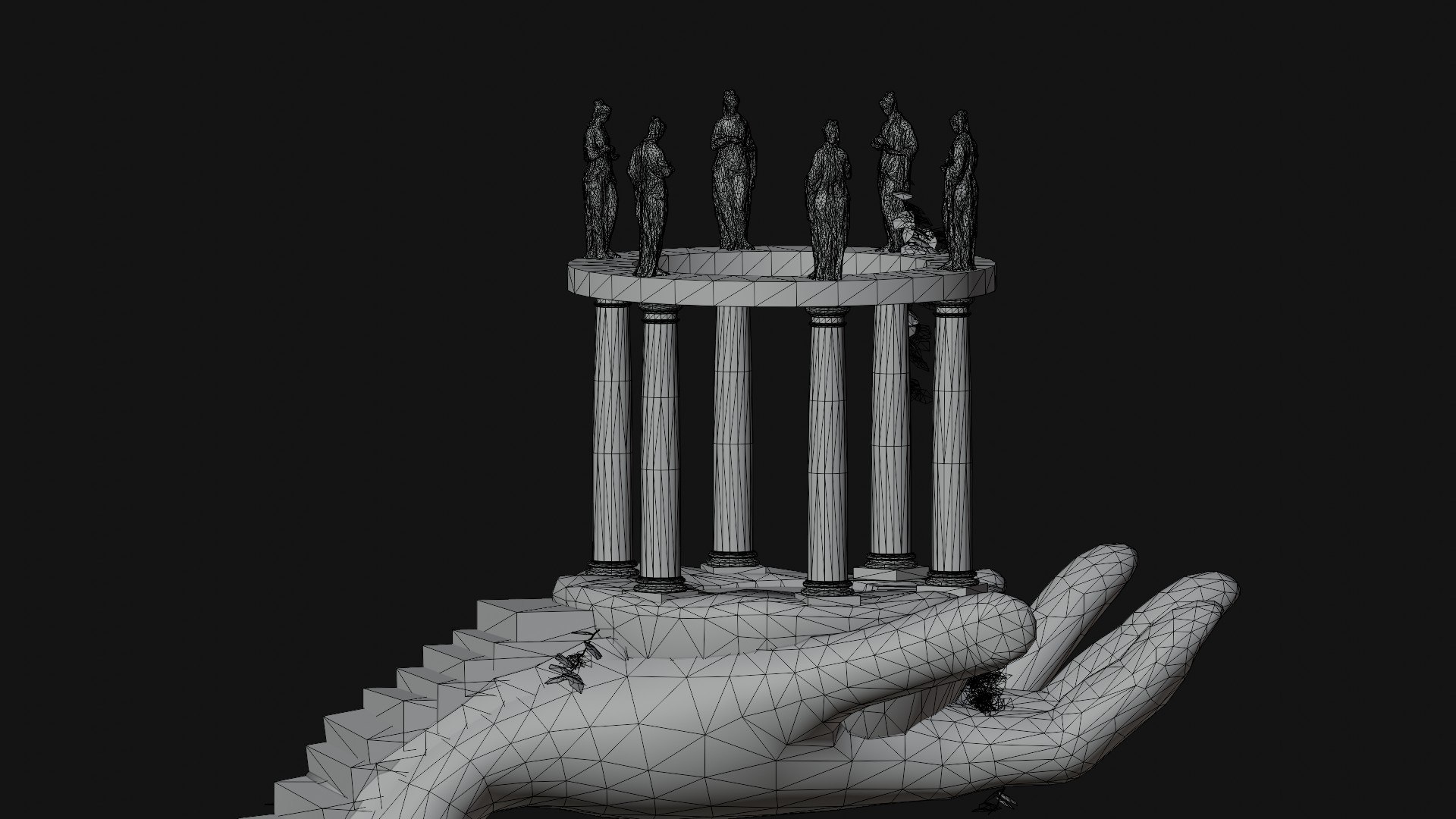 Temple- Hand With Statues 3D Model - TurboSquid 2392022