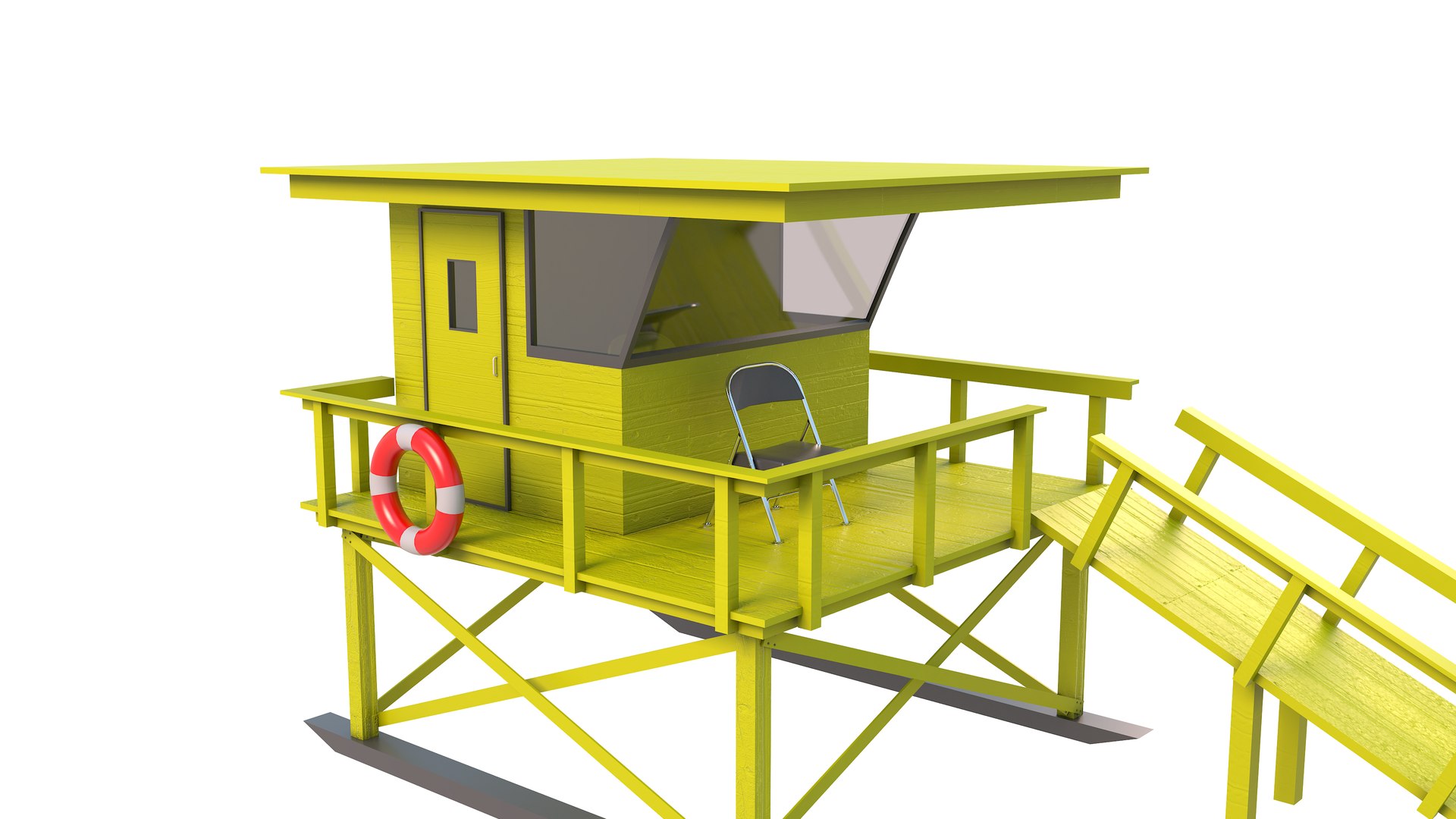 Lifeguard Station - Yellow 3D Model - TurboSquid 1913750