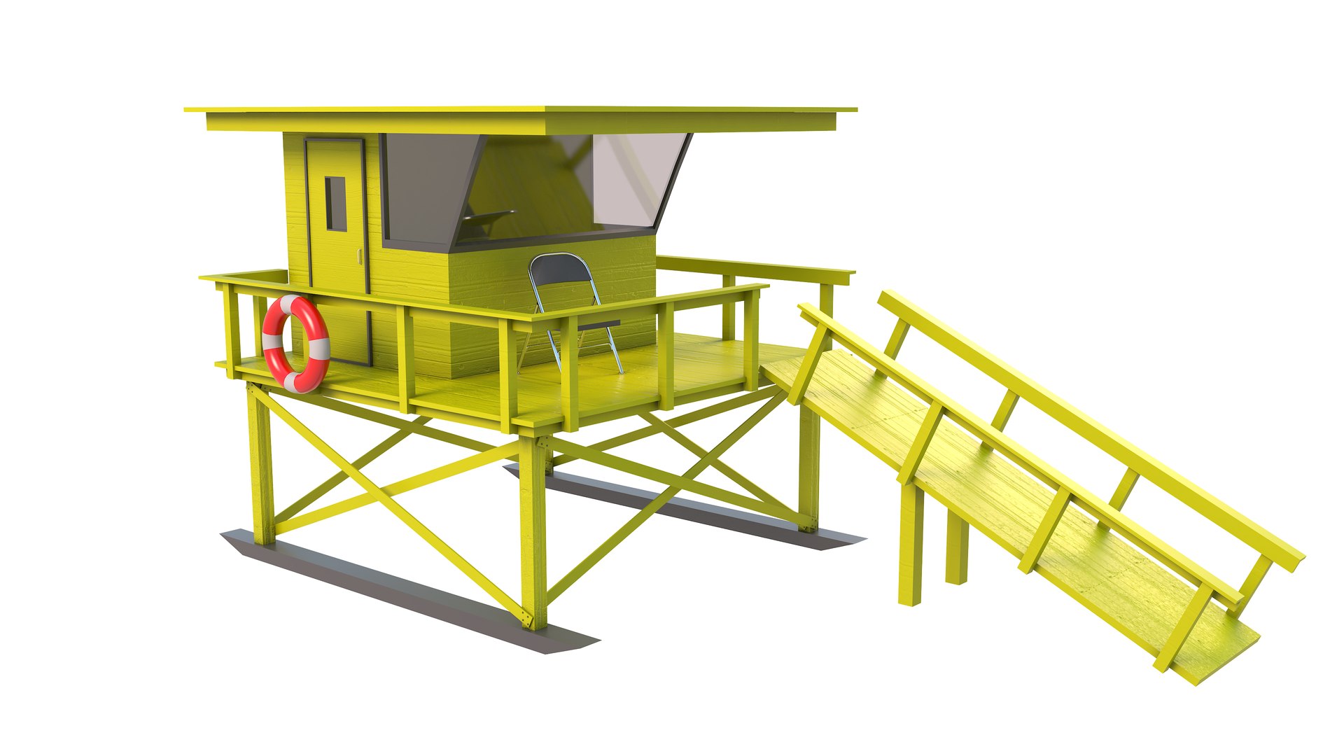 Lifeguard Station - Yellow 3D Model - TurboSquid 1913750