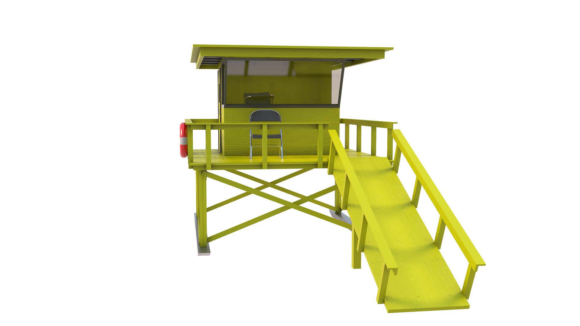 Lifeguard Station - Yellow 3D Model - TurboSquid 1913750