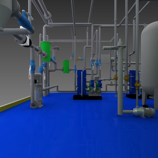 free boiler house main equipment 3d model