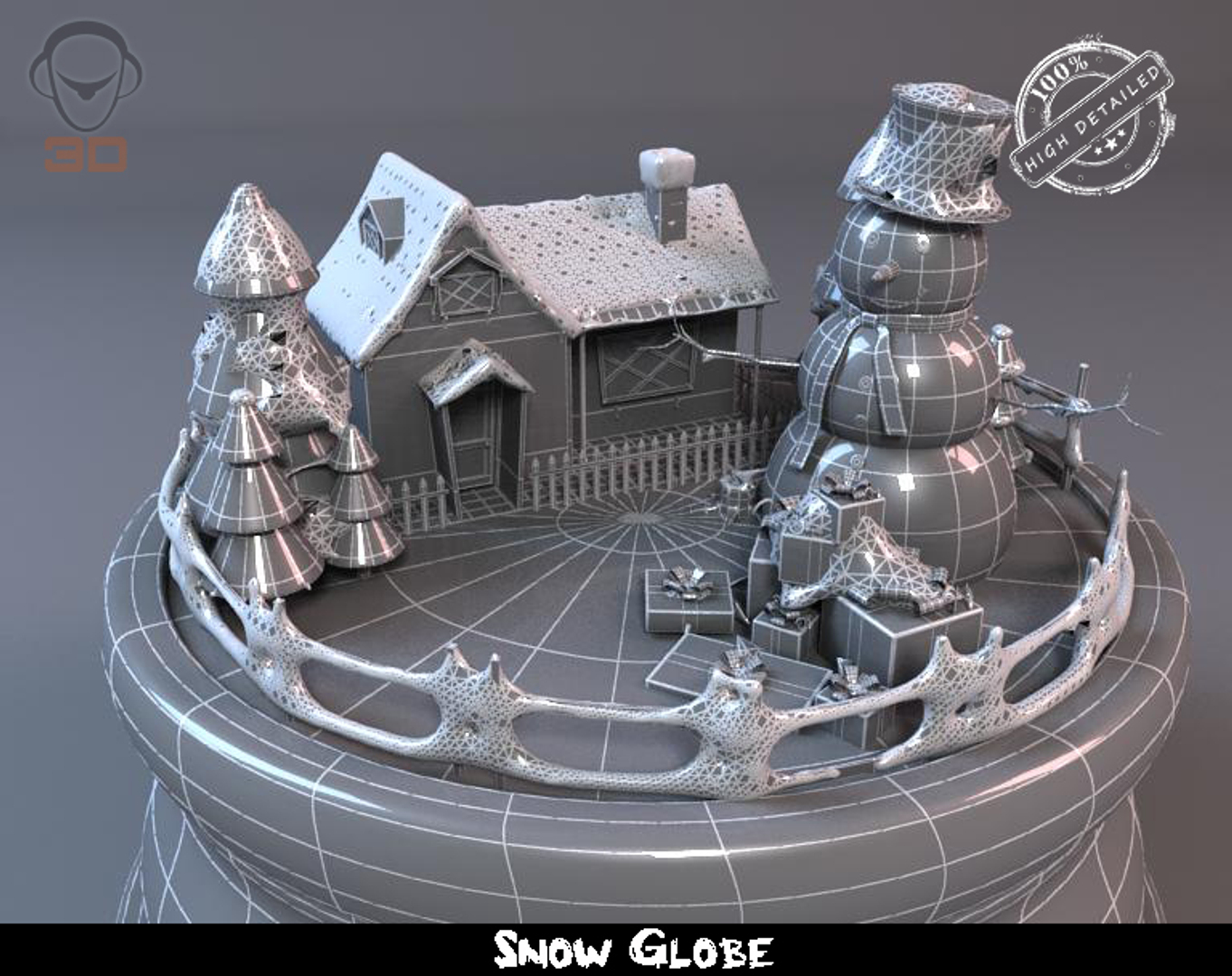snow globe 3d obj