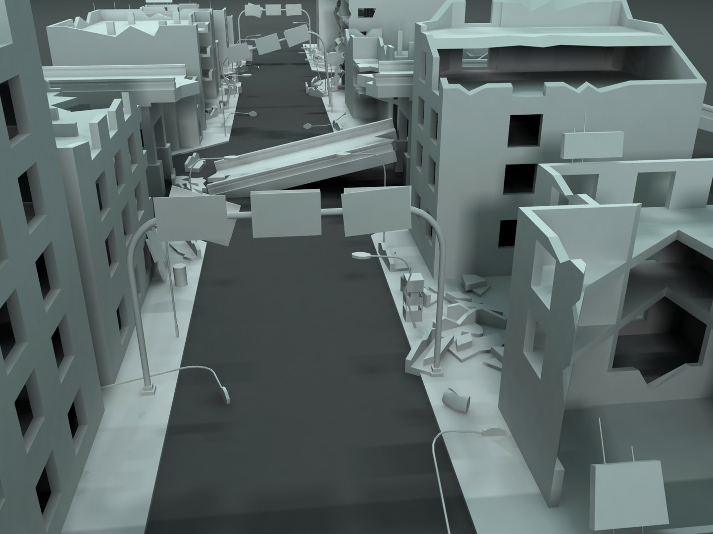 Destroyed Building 3d Model