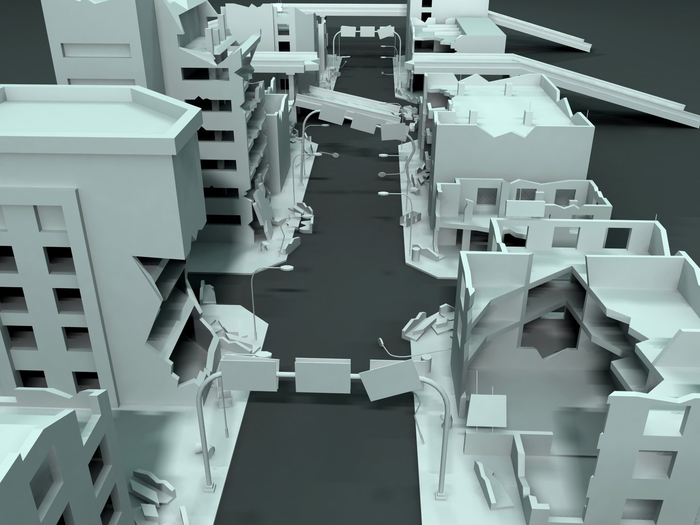 Destroyed Building 3d Model