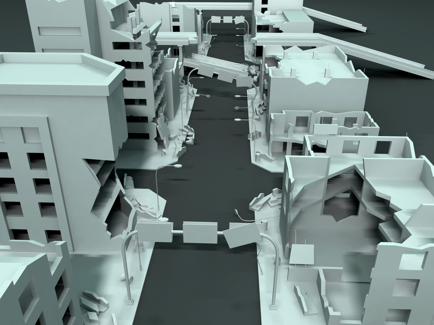 destroyed building 3d model