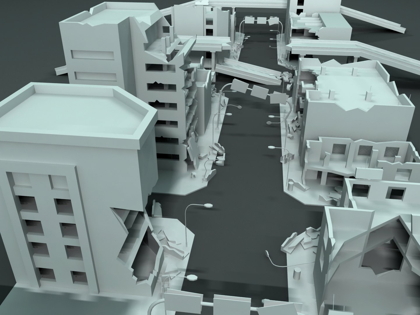 Destroyed Building 3d Model