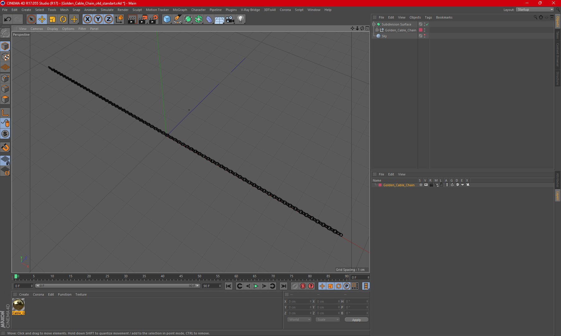 3D Golden Cable Chain Model - TurboSquid 2239701