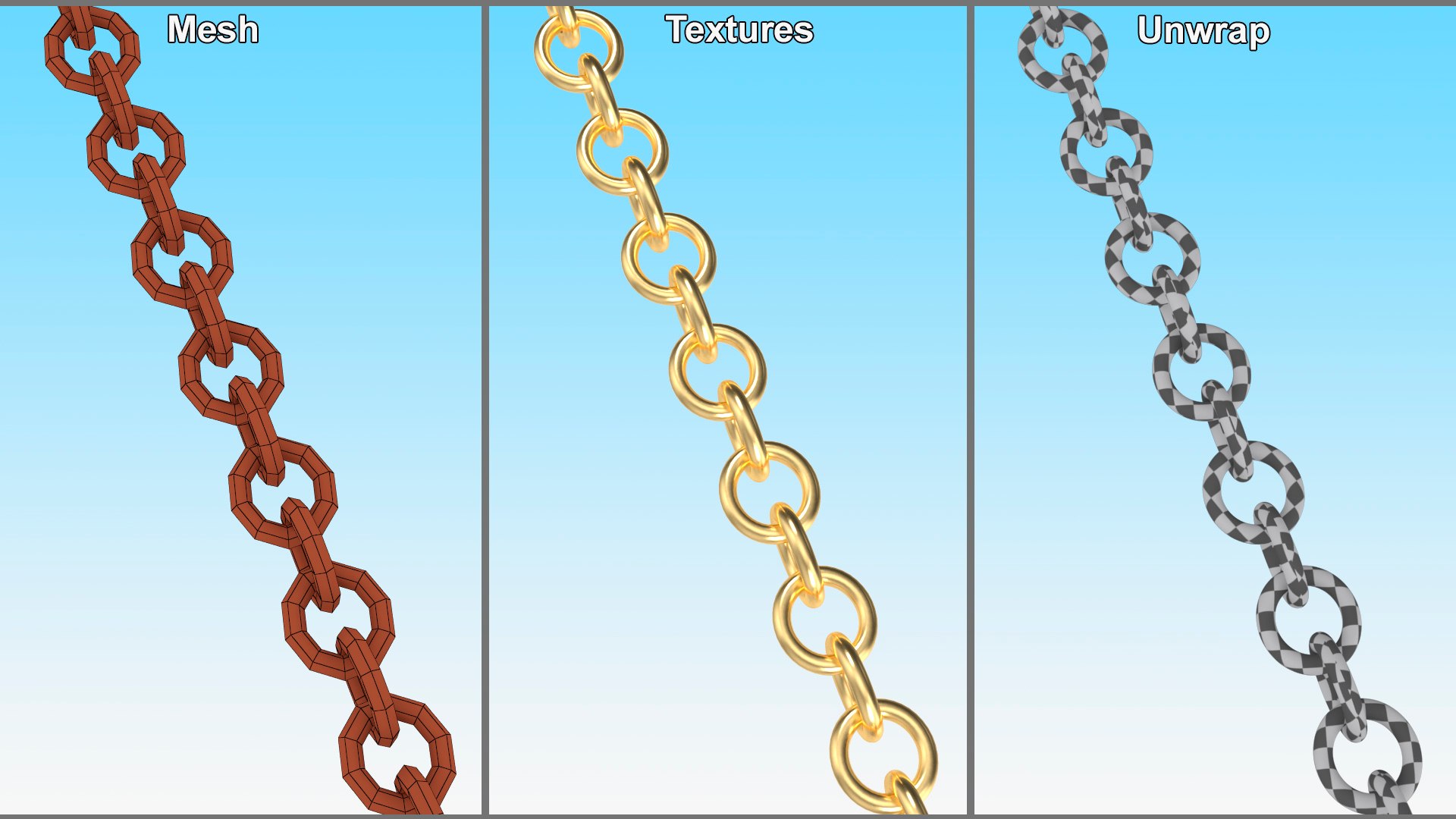 3D Golden Cable Chain Model - TurboSquid 2239701