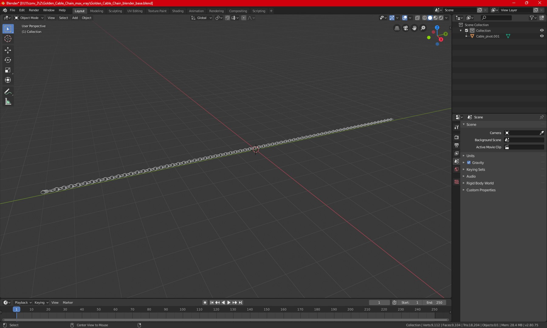 3D Golden Cable Chain Model - TurboSquid 2239701