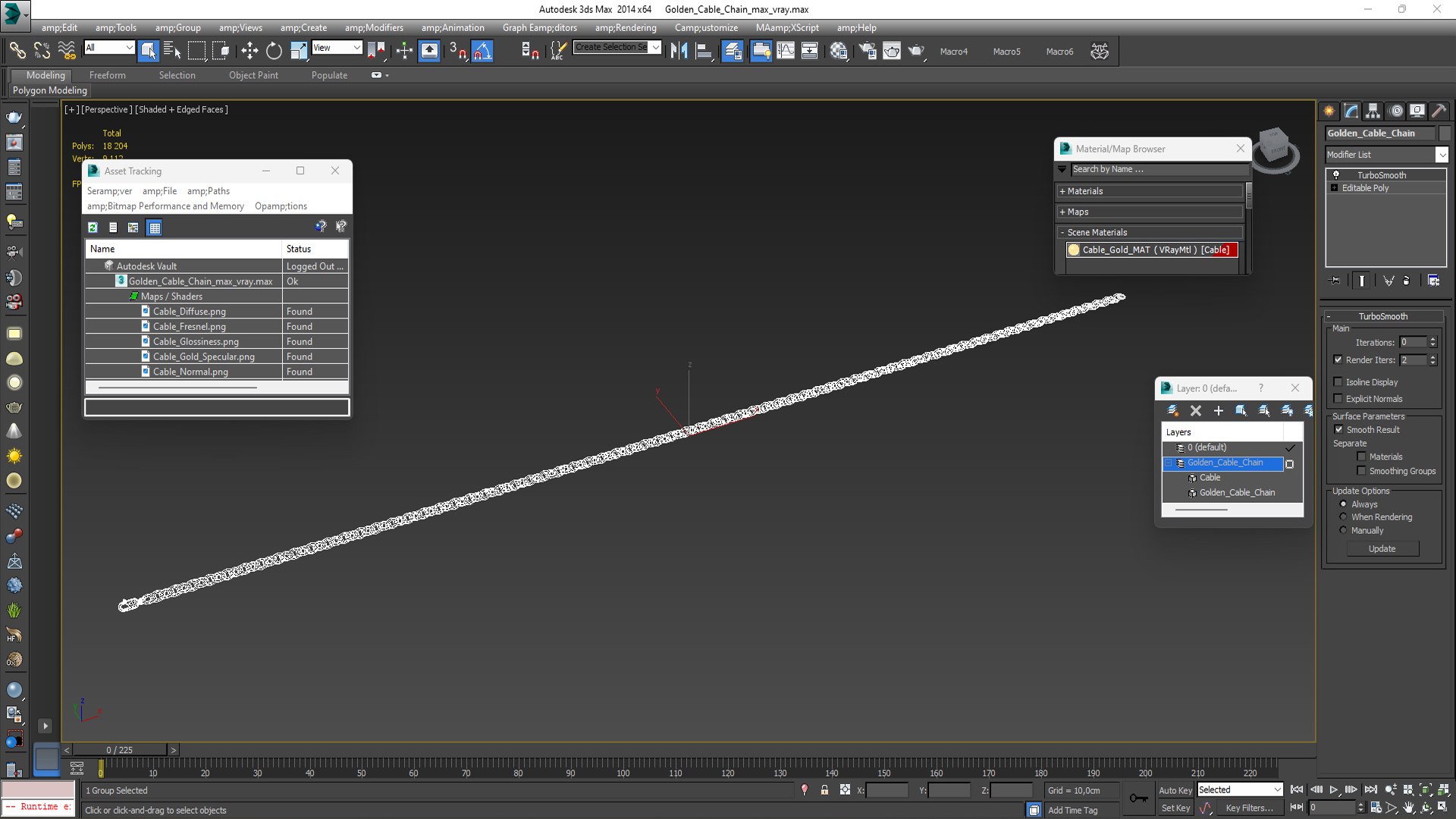 3D Golden Cable Chain Model - TurboSquid 2239701