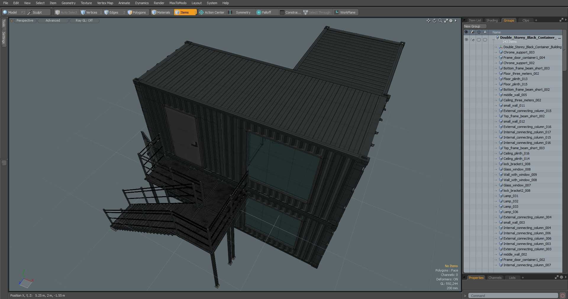 3D Double Storey Black Container Building Model - TurboSquid 2281788
