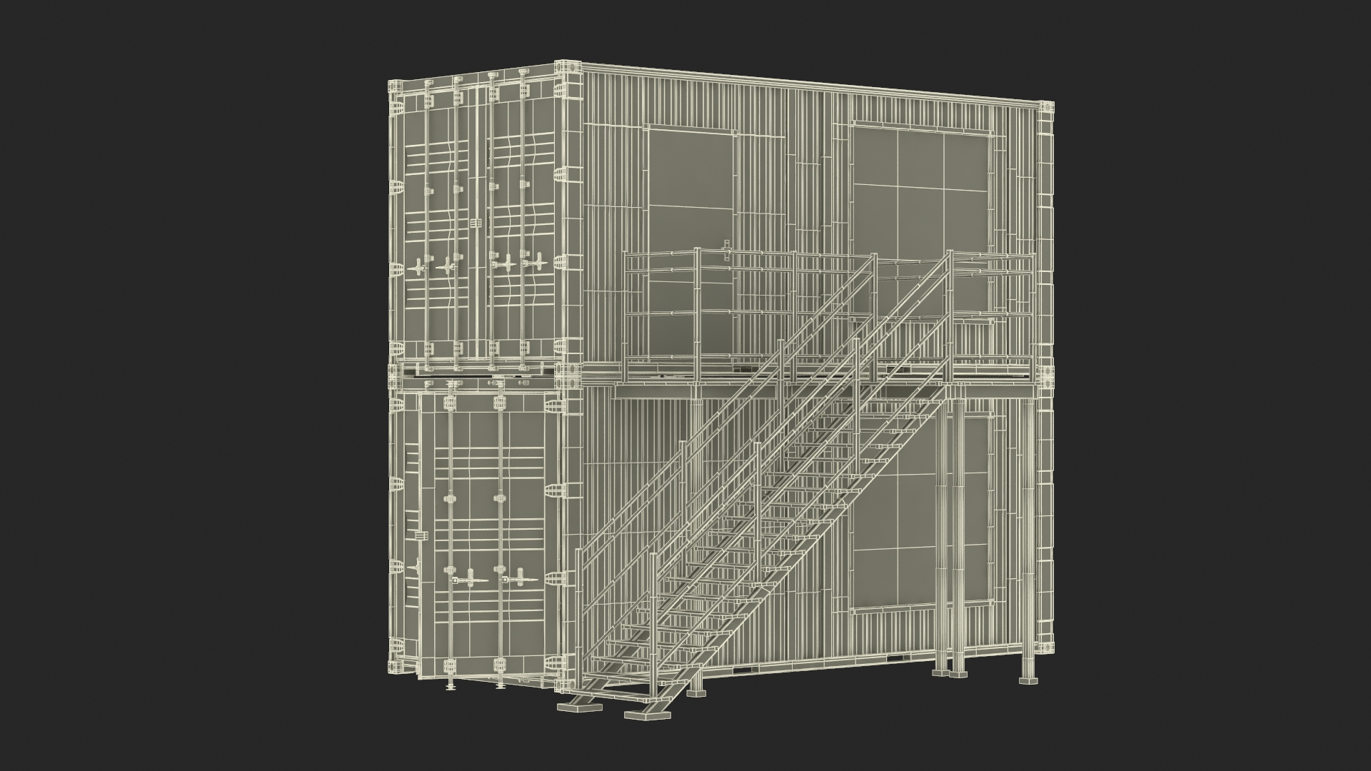 3D Double Storey Black Container Building Model - TurboSquid 2281788