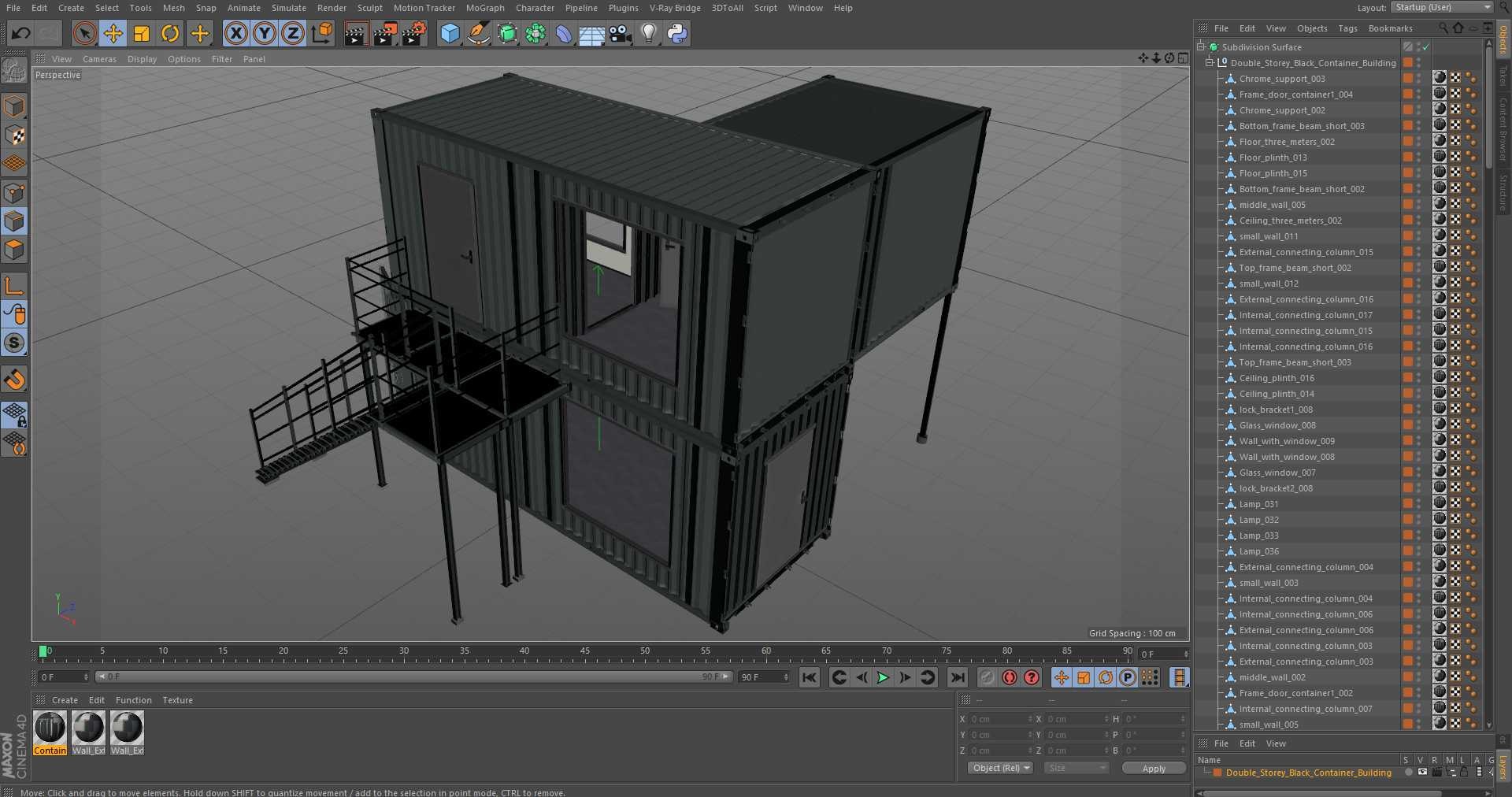 3D Double Storey Black Container Building Model - TurboSquid 2281788