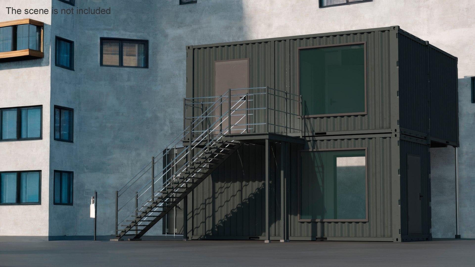 3D Double Storey Black Container Building Model - TurboSquid 2281788