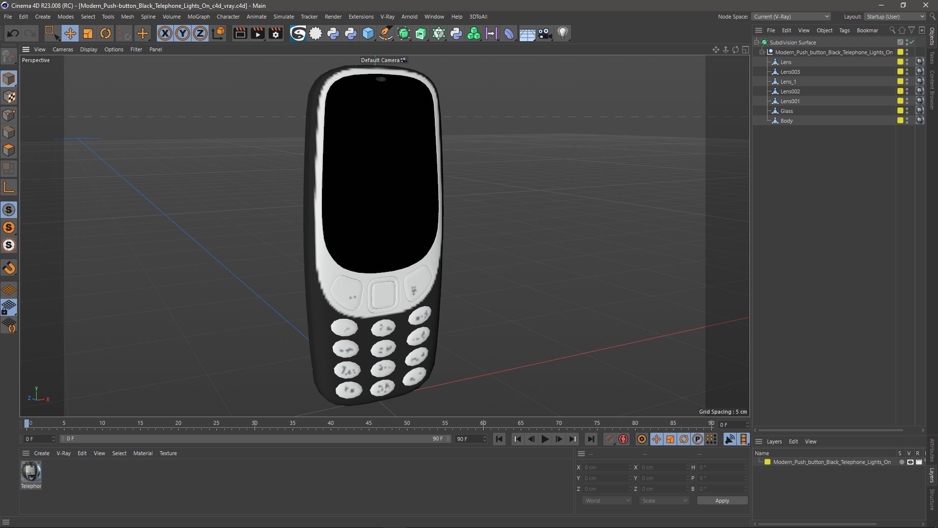 Modern Push-button Black Telephone Lights On 3D Model - TurboSquid 2270119
