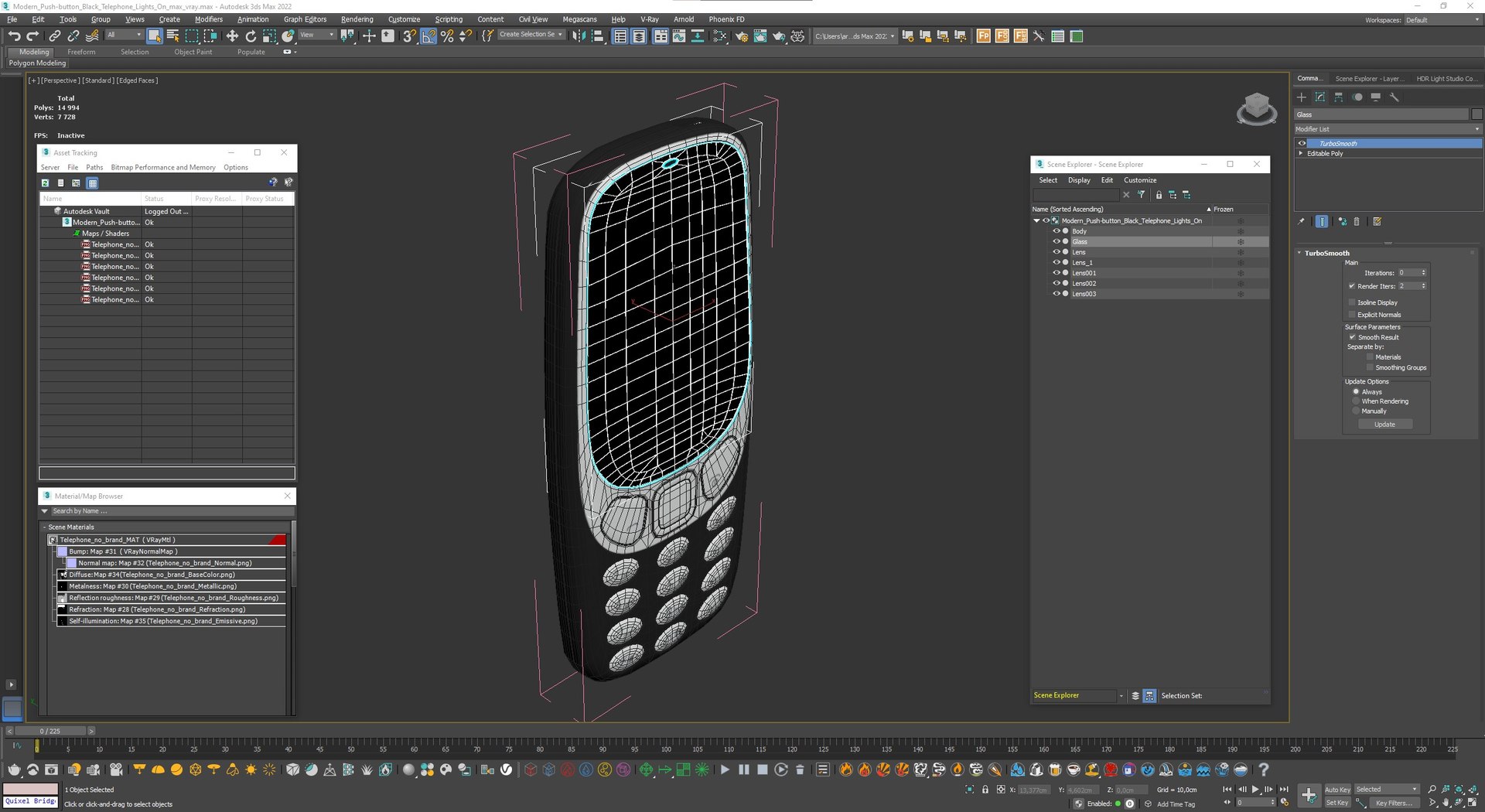 Modern Push-button Black Telephone Lights On 3D Model - TurboSquid 2270119