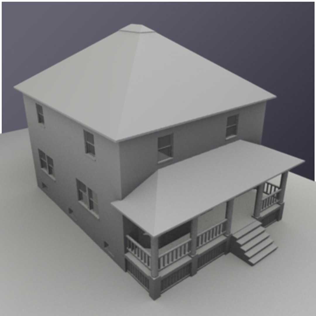 3d Model Traditional American Square House Architecture
