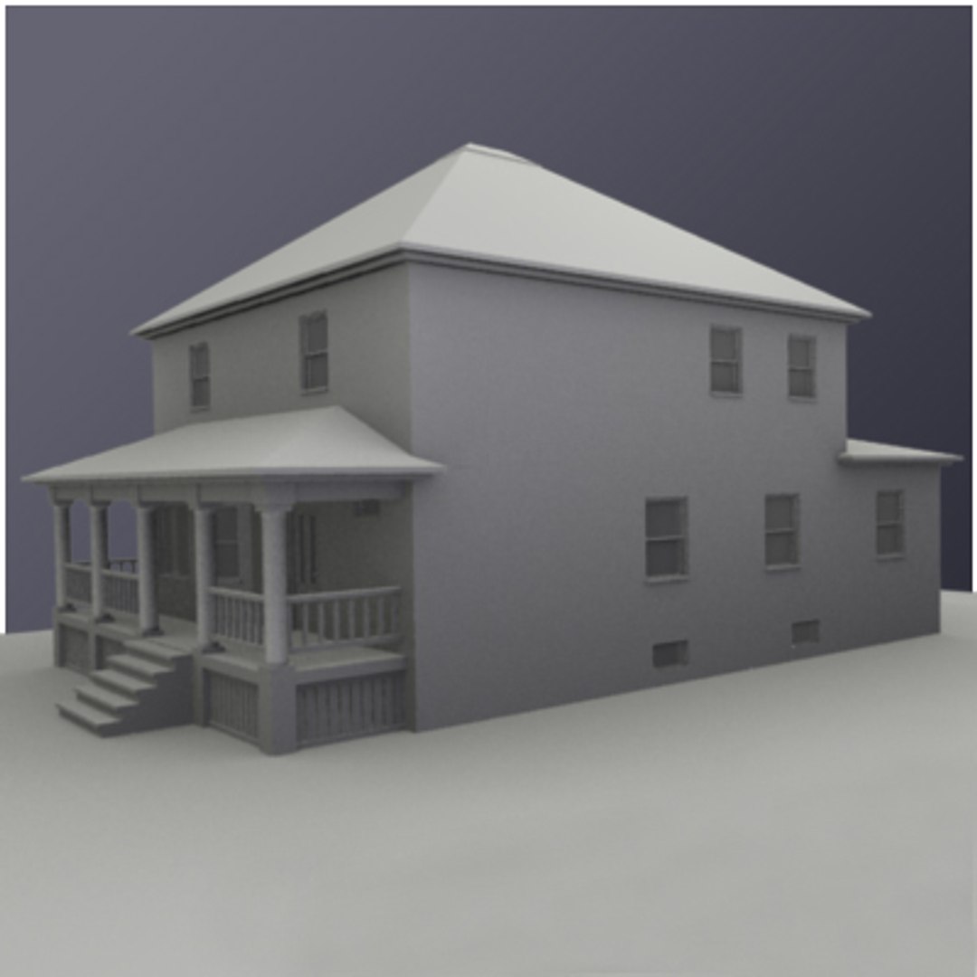 3d Model Traditional American Square House Architecture