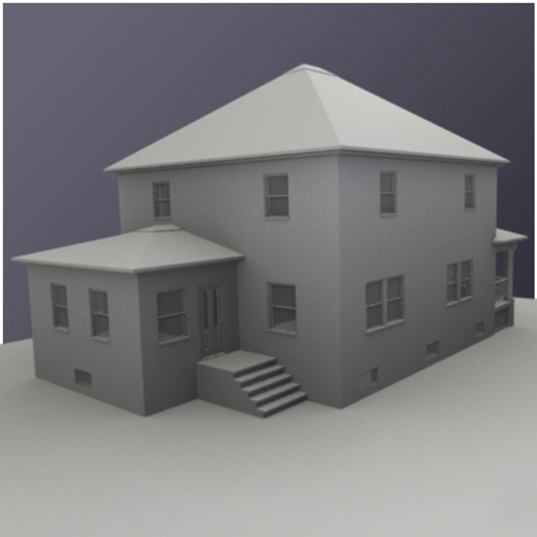 3d Model Traditional American Square House Architecture