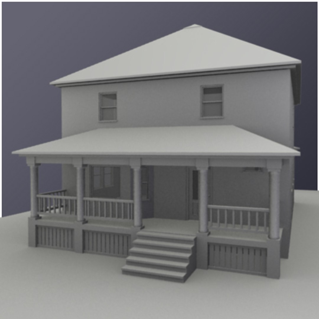 3d Model Traditional American Square House Architecture